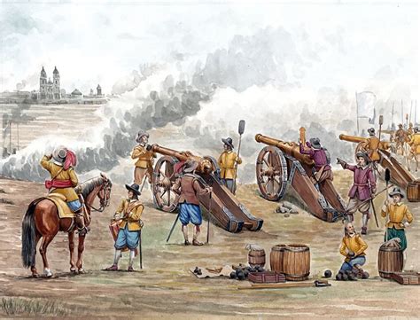 German Artillery Bombarding A Town Thirty Years War Thirty Years War