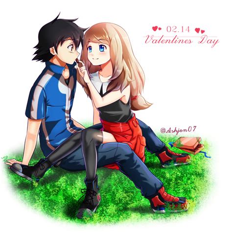 Ash Ketchum And Serena Pokemon And More Drawn By Ashujou Danbooru