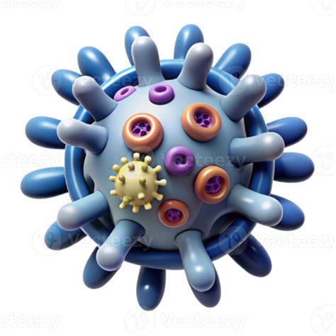 Cartoon 3d Virus Illustration Microbe Cell Graphic Microscopic