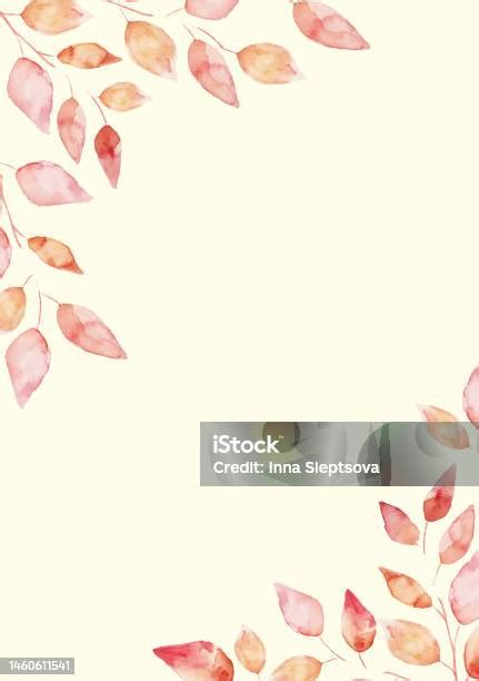 초본 최소한의 벡터 템플릿입니다 손으로 그린 빨간 수채화 잎은 흰색 배경에 있습니다 겨울에 대한 스톡 벡터 아트 및 기타 이미지 겨울 국경 꽃 식물 Istock