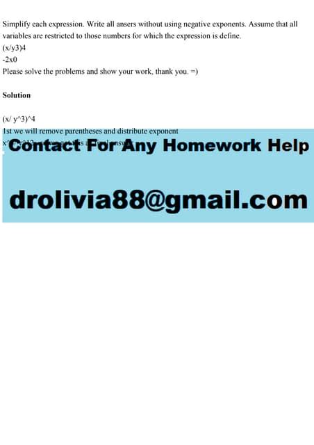 Simplify Each Expression Write All Ansers Without Using Negative Expdf