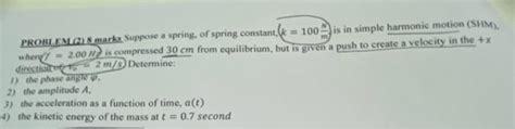 Solved PROBLEM Marks Suppose A Spring Of Spring Chegg
