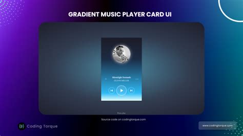 Gradient Music Player Card Ui Using Html Css And Javascript Coding Torque Coding Torque