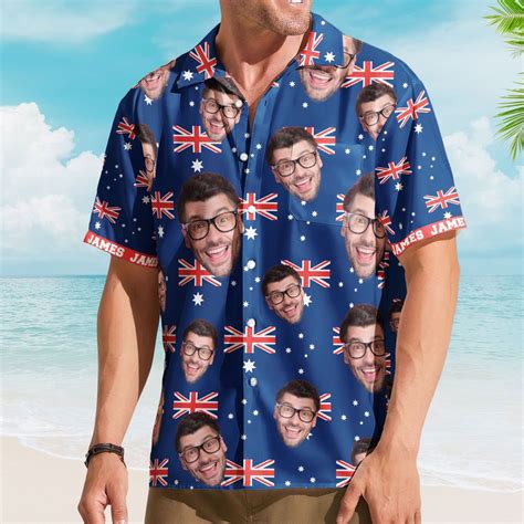 Australia Day Flag Custom Face With Name Personalized Photo Hawaiian
