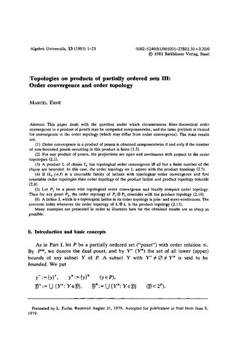 Pdf Topologies On Products Of Partially Ordered Sets Iii Order