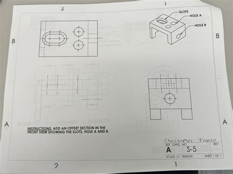 Solved Add An Offset Section In The Front View Showing The Chegg Com