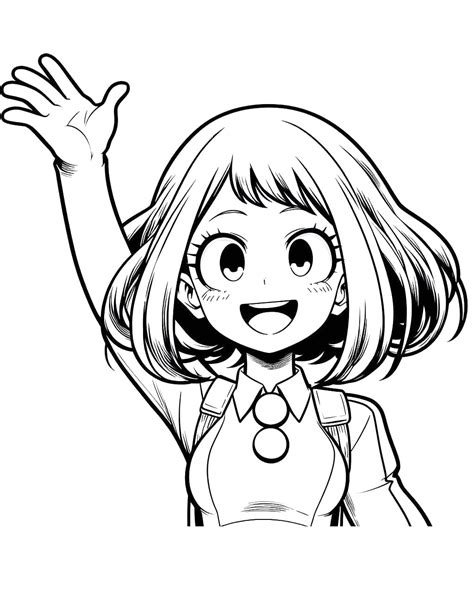 Ochako Uraraka Coloring Pages Coloringlib