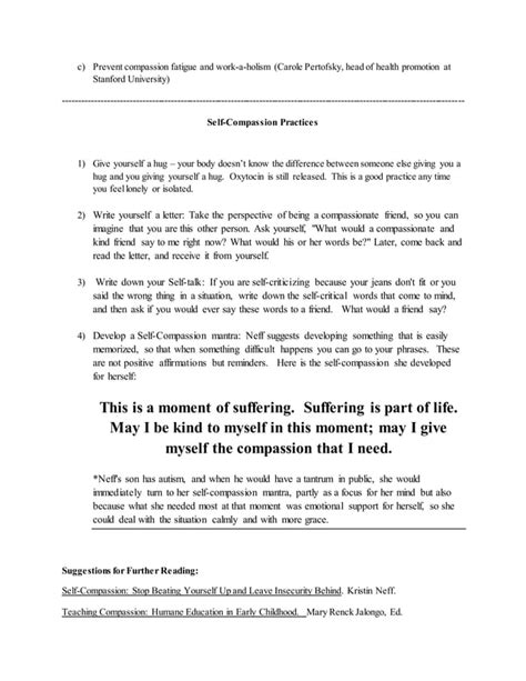Self Compassion Presentation Handout Docx