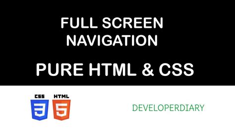 How To Create Full Screen Navigation With Pure Css And Html For