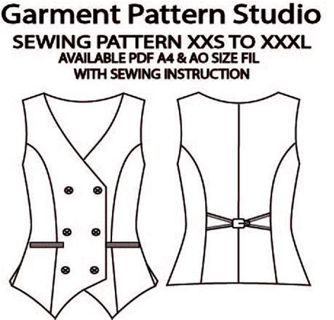 Womens Waistcoat Sewing Pattern All Sizes Pdf File Etsy