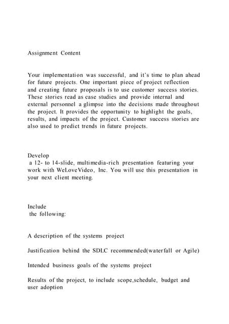 Assignment Contentyour Implementation Was Successful And Pdf