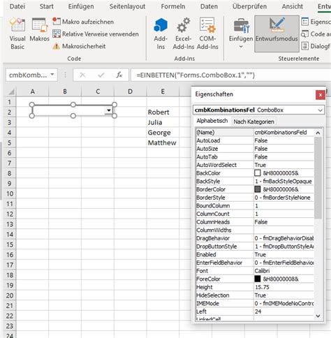 VBA Kombinationsfeld Automate Excel