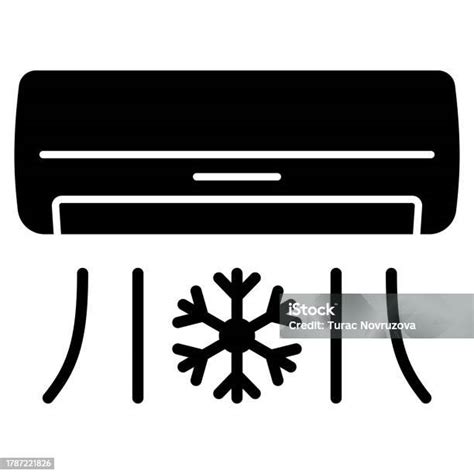 에어컨 솔리드 아이콘 체육관 개념 흰색 배경에 눈송이 기호가 있는 공기 냉각 글리프 스타일의 에어컨 아이콘 모바일 개념 웹