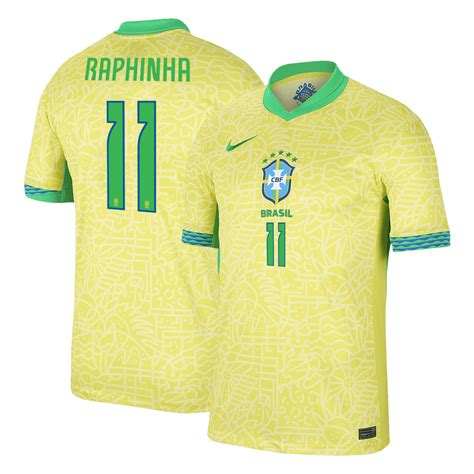 Raphinha 11 Brazil Home Soccer Jersey Copa America 2024