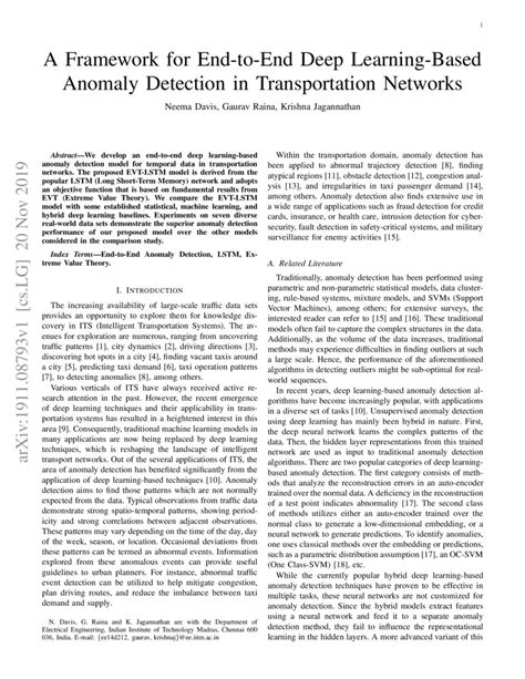 A Framework For End To End Deep Learning Based Anomaly Detection In Transportation Networks DeepAI