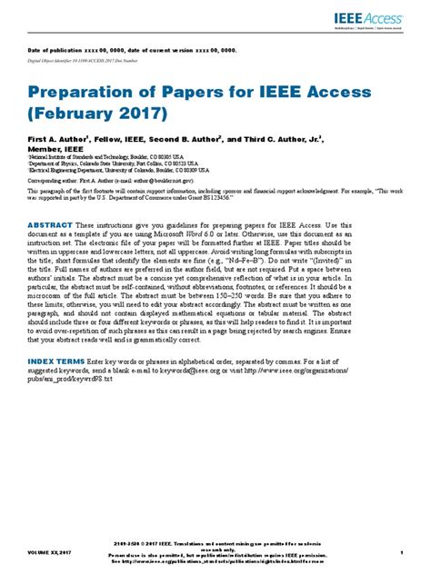Ieee Access Template Pdf Note Typography Citation