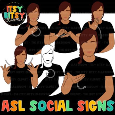 Asl Clipart Everyday Social Signs And Common Phrases In American Sign