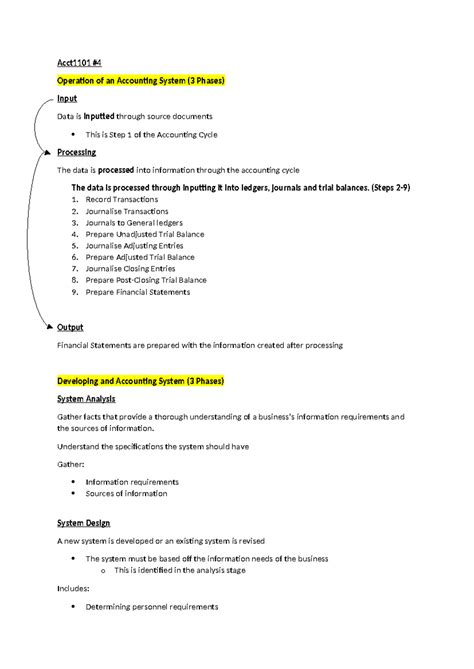 Acct1101 4 Lecture Notes On Lecture 4 Acct1101 Operation Of An Accounting System 3