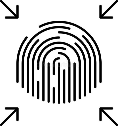 Biometric Identity Icon Fingerprint Identification Line Vector Symbol