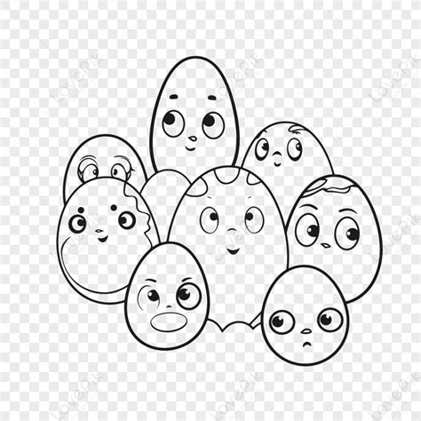 윤곽선 스케치 드로잉을 색칠하는 다른 표현을 가진 계란 그룹 벡터개요 예술몸짓 Png 일러스트 무료 다운로드 Lovepik