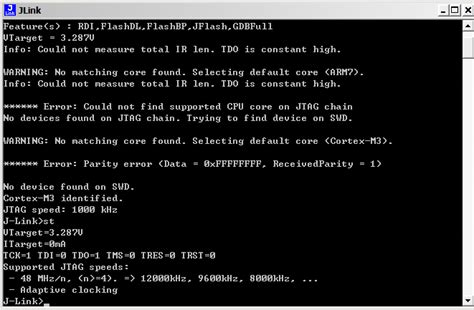 jlink v6 could not find supported cpu core on jtag chain j link