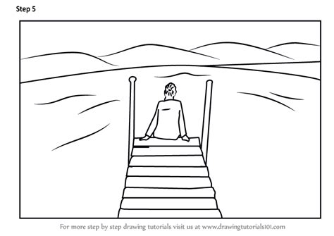 How To Draw A Person Sitting On Boat Dock Scenes Step By Step Person Sitting Boat Dock