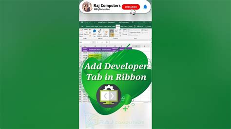 How To Add Developer Tab In Ribbon In Excel Raj Computers Raj Sir