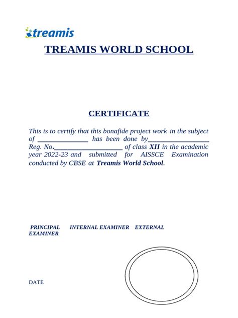 Sample Project Certificate Pdf