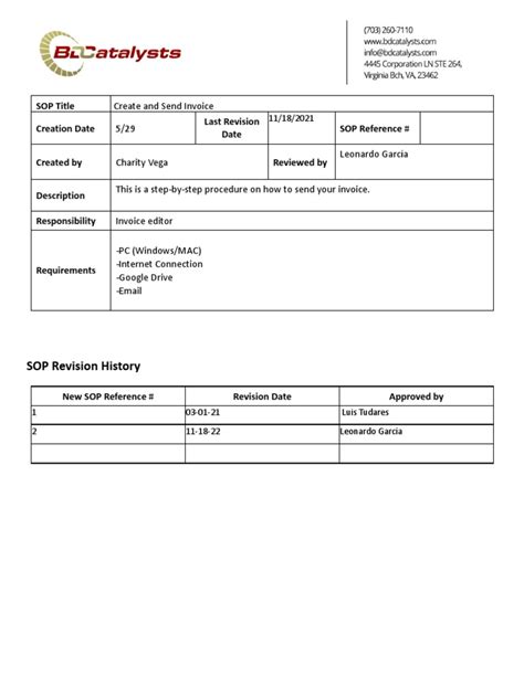 Bdcatalysts Invoice Sop Pdf