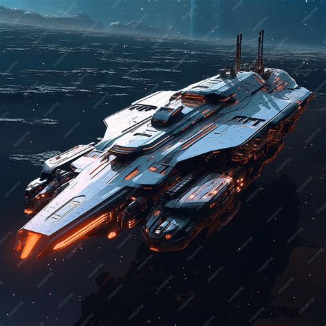 Premium Ai Image Digital Concept Art Of A Scifi Space Battleship