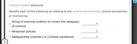 solved internal control elements identify each of the