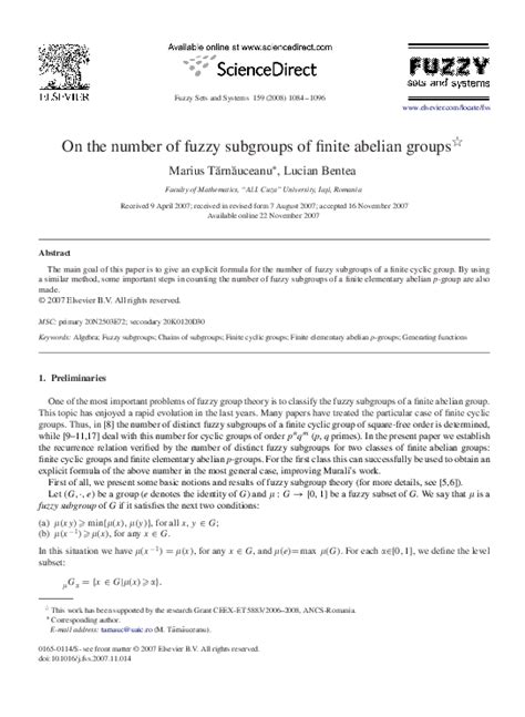 Pdf On The Number Of Fuzzy Subgroups Of Finite Abelian Groups