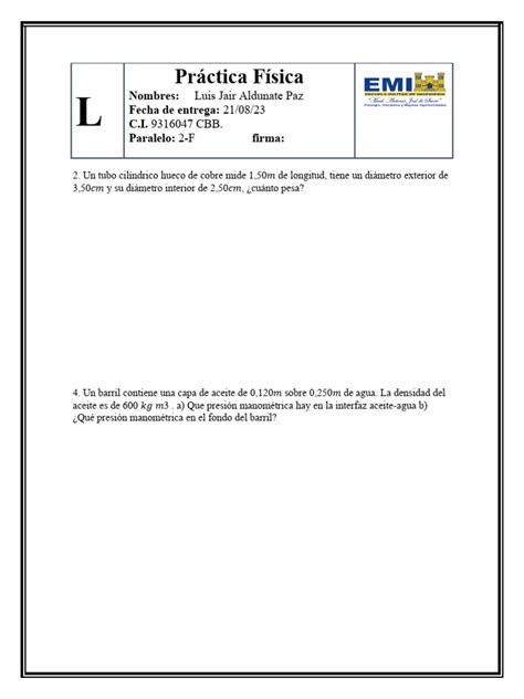 Formato Practicas Jml Emi Pdf Presión Líquidos
