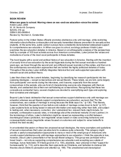 Pdf When Sex Goes To School Warring Views On Sex—and Sex Education