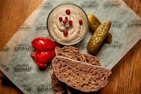 Закуски в меню ресторана Раковский бровар стоимость и объем