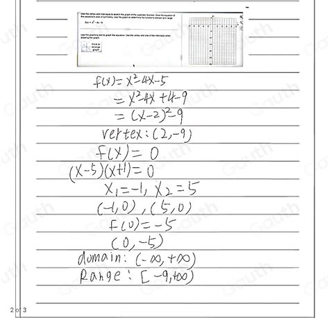 solved use the vertex and intercepts to sketch the graph of the