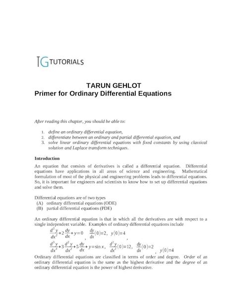 Docx Primer For Ordinary Differential Equations Dokumen Tips