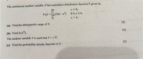 solved the contimuous random variable x has cumulative