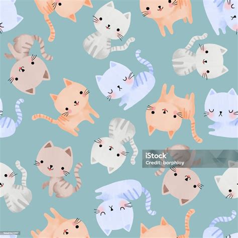 원활한 디지털 아트 그림 고양이 개념 배경 질감 포장지 섬유 인사말 카드 템플릿 또는 벽지 디자인에 사용되는 아이들을 위한 개념 고양이 새끼에 대한 스톡 벡터 아트 및 기타