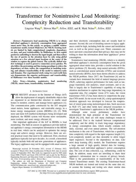 transformer for nonintrusive load monitoring complexity reduction and