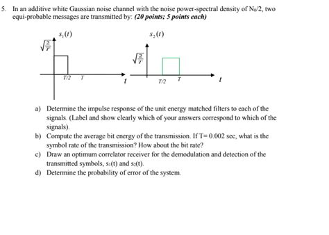 Solved In An Additive White Gaussian Noise Channel With Chegg