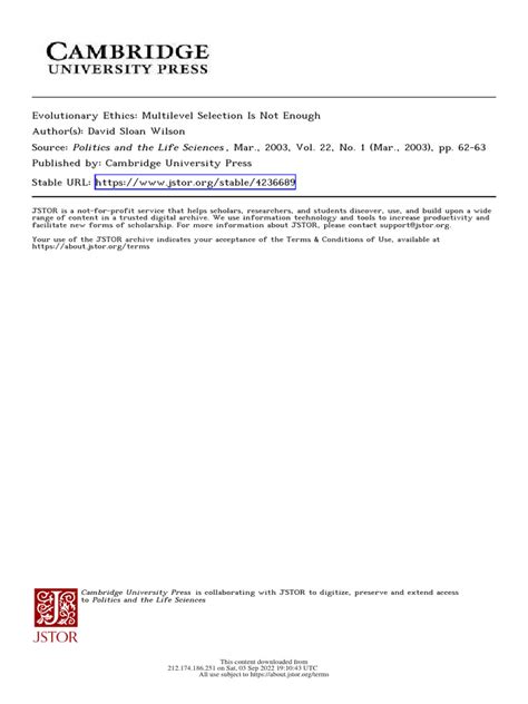 Evolutionary Ethics Multilevel Selection Is Not Enough Pdf Natural Selection Evolution