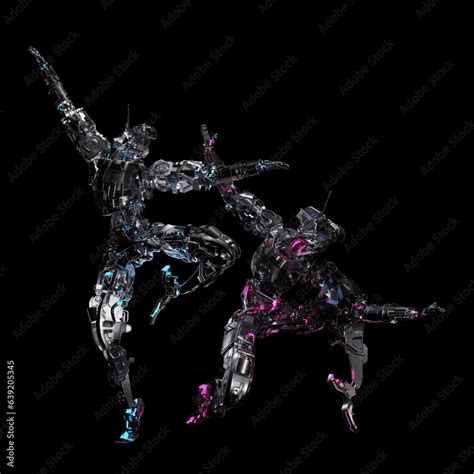 robot android frozen in a beautiful dance pose cyclic animation