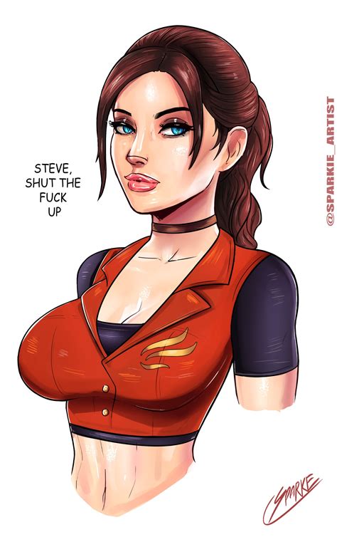 Rule 34 1girls Blue Eyes Breasts Brown Hair Busty Capcom Choker Claire Redfield Cleavage