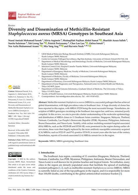 Pdf Diversity And Dissemination Of Methicillin Resistant Staphylococcus Aureus Mrsa