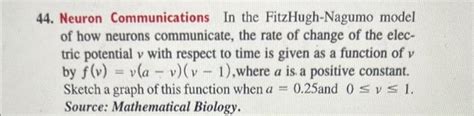 Solved 14 Neuron Communications In The Fitzhugh Nagumo