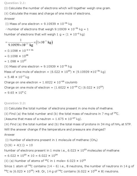 Structure Of Atom Class Chemistry NCERT Solutions