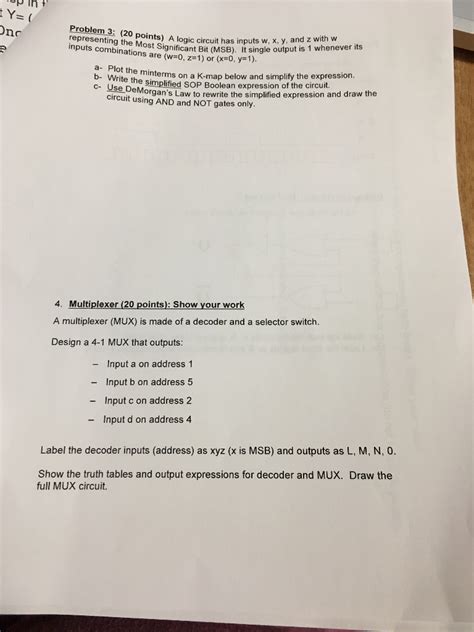 Solved In The Proce Problem Pts Karnaugh Map And De Chegg Com