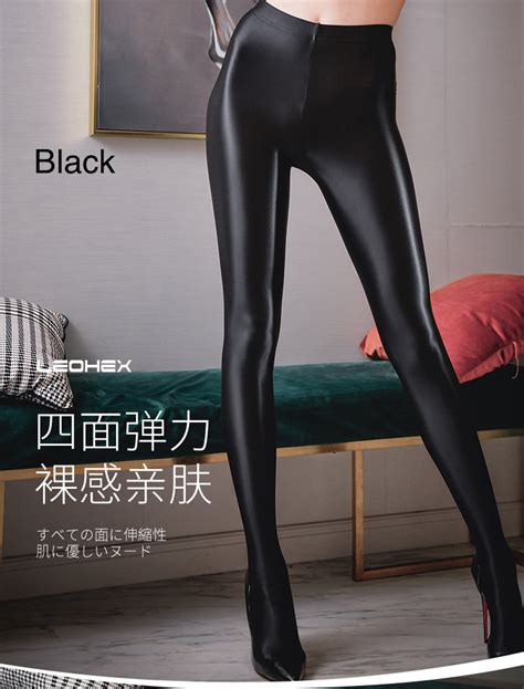 Leohex Satin Glossy Opaque Pantyhose Shiny Wet Look Tights Etsy