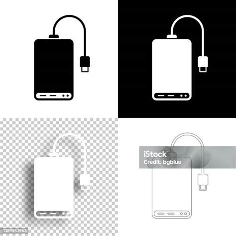 외장 하드 드라이브 디자인 아이콘입니다 빈 흰색 및 검은색 배경 선 아이콘 컴퓨터에 대한 스톡 벡터 아트 및 기타 이미지 컴퓨터 외장형 하드 드라이브 Usb 메모리